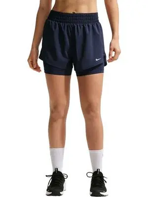 Nike Dri-fit High-waisted 2-in-1 Shorts - 411 Mnnavy/white
