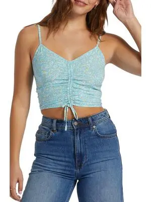 Roxy Ruched Crop Tank - Tourmaline Pretty Pa