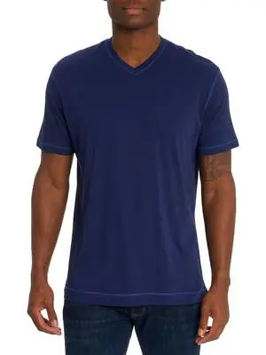 Robert Graham Eastwood V-neck Cotton Blend T-shirt - Navy