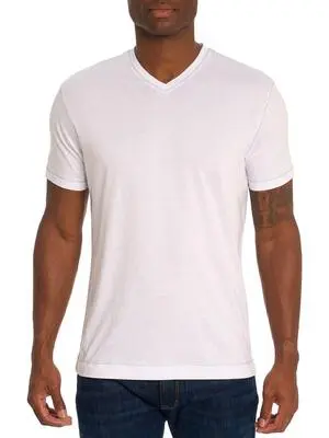 Robert Graham Eastwood V-neck Cotton Blend T-shirt - White