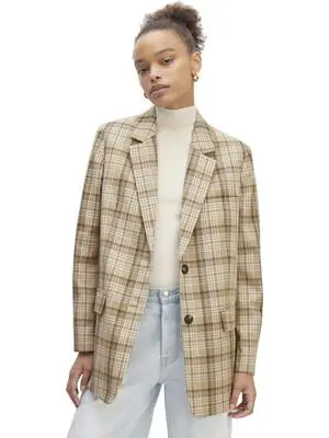 Everlane Everlane Oversized Blazer Pale Khaki Plaid