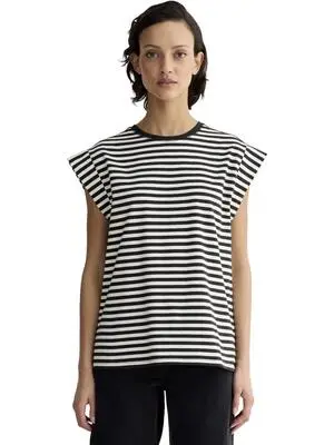 Everlane Essential Cotton Muscle Tee - Bone/black