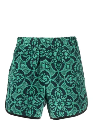 MARINE SERRE Oriental Towels Track Shorts - Green