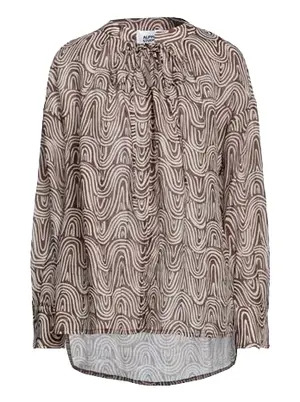Alpha Studio ALPHA STUDIO Woven Optical Pattern Blouse Brown