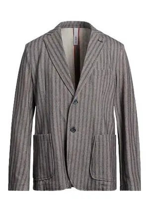 DISTRETTO 12 Striped Cotton-elastane Blazer - Beige