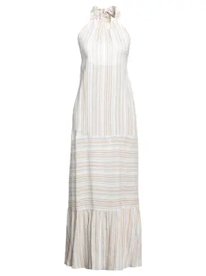 PEPITA Flared Striped Maxi Dress - Beige