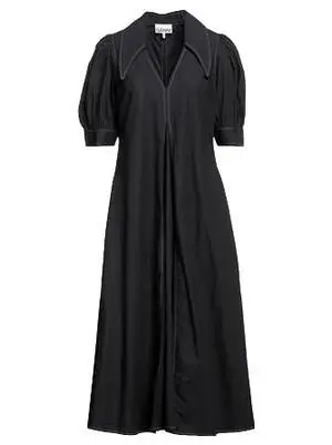 GANNI Midi Dress In Organic Cotton Black