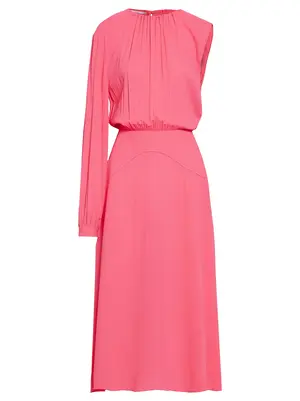 Stella McCartney One-sleeve Gathered Stretch-crepe Midi Dress - Bright Pink