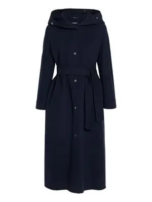 Max Mara Brushed Wool-felt Hooded Coat - Navy