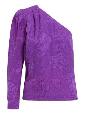 Stella McCartney One-sleeve Silk-cloqué Top - Purple