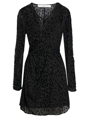 IRO PARIS Layana Wrap-effect Devoré Mini Dress - Black