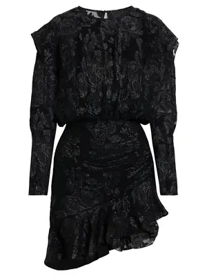 IRO PARIS Murai Ruffled Metallic Fil Coupé Mini Dress - Black