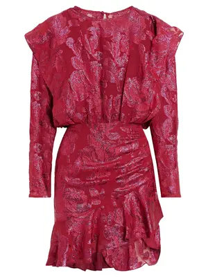 IRO PARIS Murai Ruffled Metallic Fil Coupé Mini Dress - Fuchsia