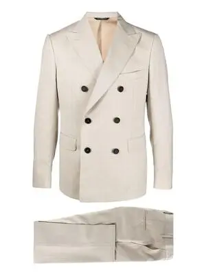 TONELLO Double-breasted Suit - Neutrals