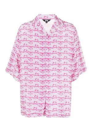 Gcds Wave Printed Bowling Shirt - Pink