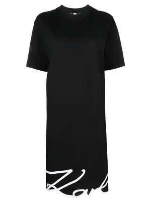 Karl Lagerfeld Signature Hem Organic-cotton Dress - Black
