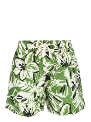 Palm Angels Floral-print Drawstring Swim Shorts - Green