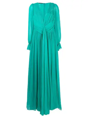 Alberta Ferretti Silk Ruched-detail Maxi Dress - Green