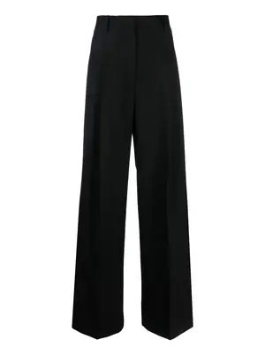 Burberry Pleated Wool Trousers - Black