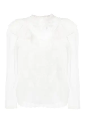 TWINSET Embroidered Mesh Blouse - White
