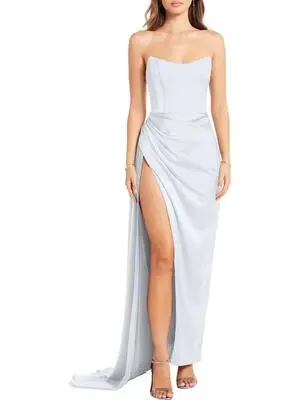 Katie May Katie May Bita Strapless Satin Gown Celestial Blue