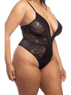 OH LA LA CHERI Amaya Lace Teddy - Black