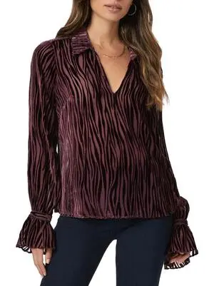 Paige Benet Velvet Devore Top - Aubergine