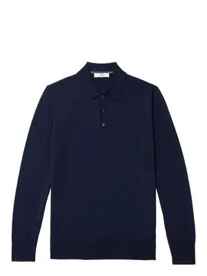 Mr P. Merino Wool Polo Shirt - Blue