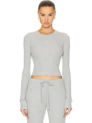 Eterne Long Sleeve Thermal Top - Heather Grey