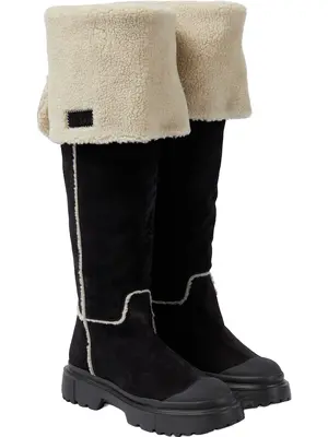 Hogan H619 Suede Knee-high Boots - Black