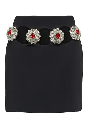 David Koma Crystal-embellished Cutout Miniskirt - Black