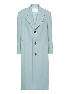 Ami Oversized Wool-blend Gabardine Coat - Blue