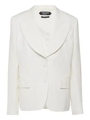 TOM FORD Single-breasted Silk Blazer - White
