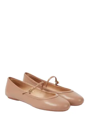 GIANVITO ROSSI Carla Leather Ballet Flats - Beige