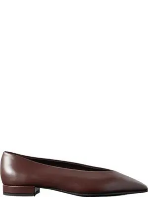 Loro Piana Rebecca Leather Flats - Burgundy