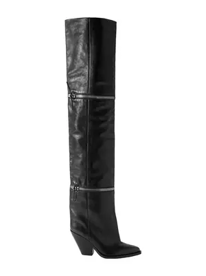 Isabel Marant Lelodie Leather Over-the-knee Boots - Black