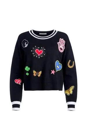 Alice + Olivia Patch-detail Sweatshirt - Black