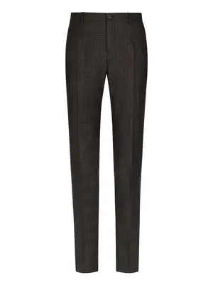 Dolce & Gabbana Check-pattern Wool Trousers - Brown