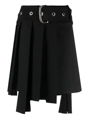 Off-White Belted Pleated Miniskirt - Black
