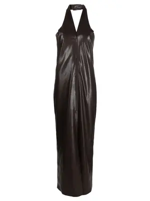 Nanushka Halterneck Faux-leather Maxi Dress - Brown