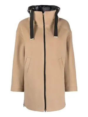 Herno Zip-up Hooded Coat - Neutrals