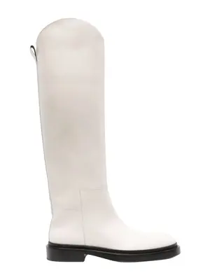 JIL SANDER Leather Knee-high Riding Boots - White