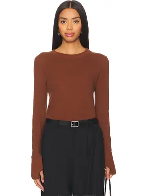 Enza Costa Enza Costa Cashmere Easy Cuffed Crew Nutshell