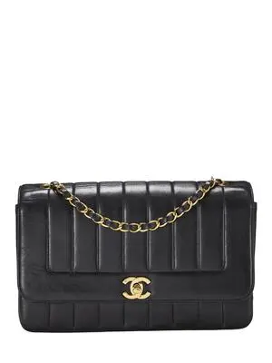 Chanel Lambskin Vertical Border Half Flap Medium - Black