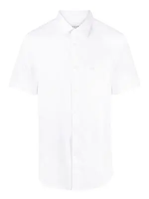 Lacoste Logo-embroidered Short-sleeve Cotton Shirt - White