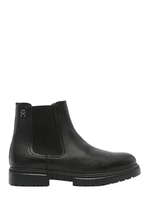 Tommy Hilfiger Monogram Plaque Ankle Boots - Black