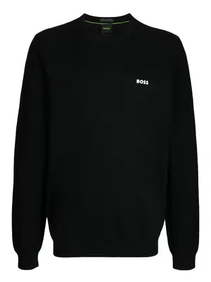 BOSS Logo-print Ribbed Jumper - Black