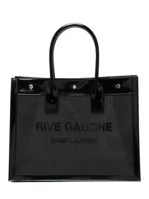 Saint Laurent Rive Gauche Patent-finish Tote Bag - Black