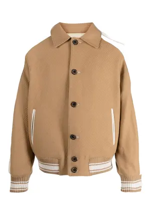 ADER ERROR Button-down Ribbed Bomber Jacket - Neutrals