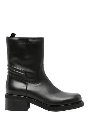 Calvin Klein 55mm Leather Biker Boots - Black